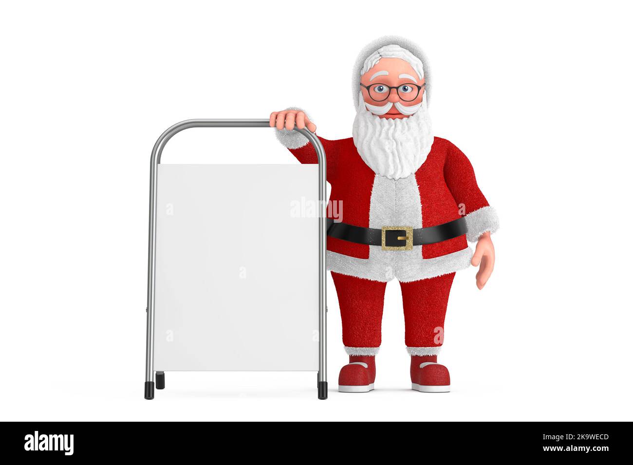Cartoon Cheerful Santa Claus Granpa with White Blank Advertising ...