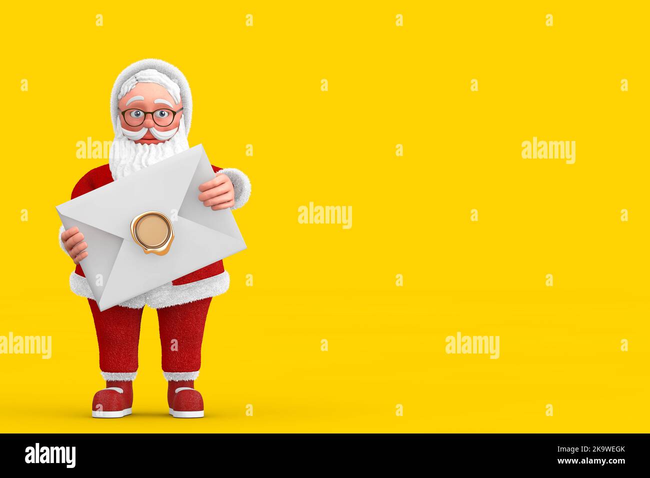 Cartoon Cheerful Santa Claus Granpa with White Blank Envelope on a ...