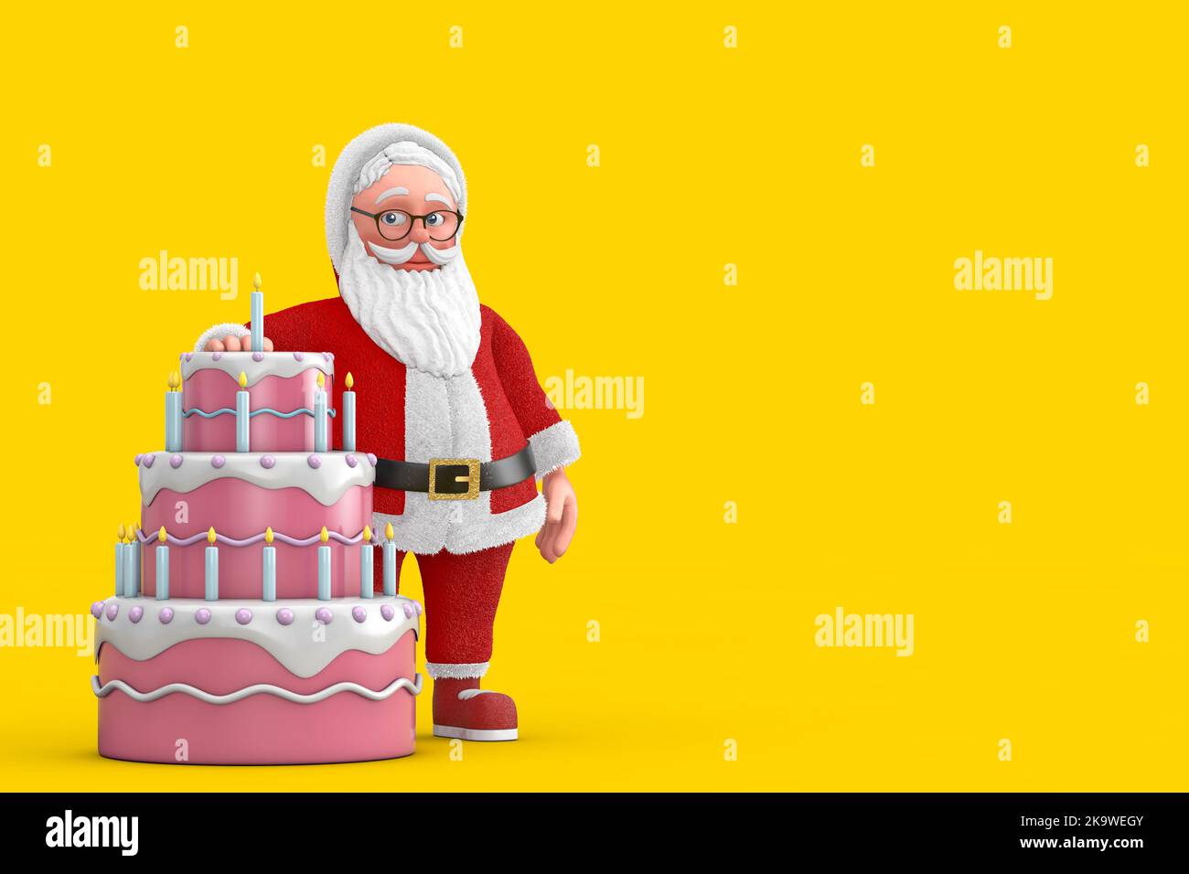 Cartoon Cheerful Santa Claus Granpa with Birthday Cartoon Dessert ...