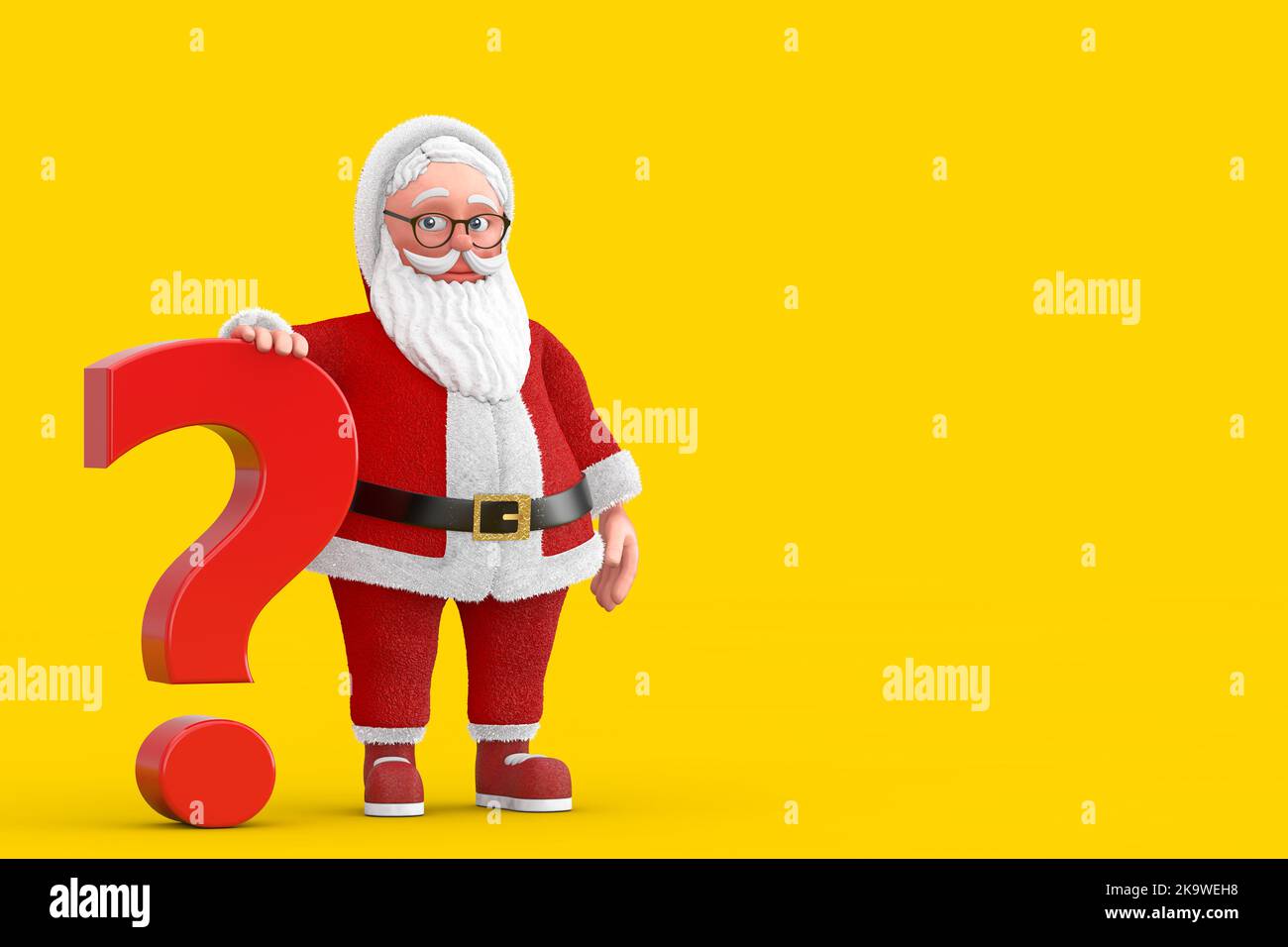 Cartoon Cheerful Santa Claus Granpa with Red Question Mark Sign on a ...
