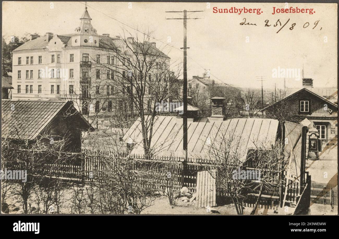 Sundbyberg station to the right of the postcard Stock Photo - Alamy