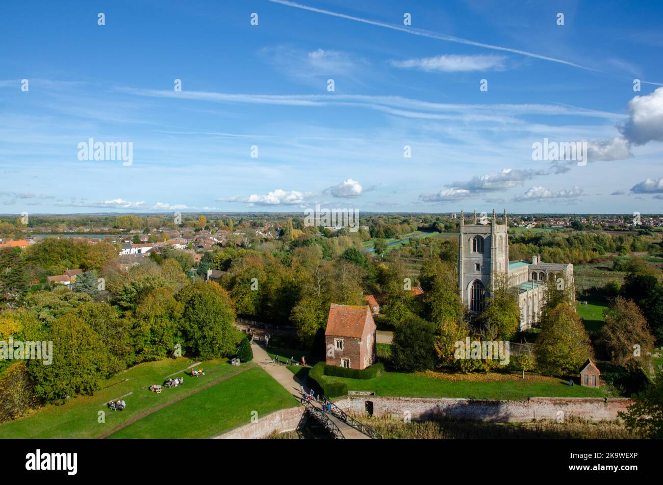 View looking east from The Great Tower of Tattershall Castle with the ...