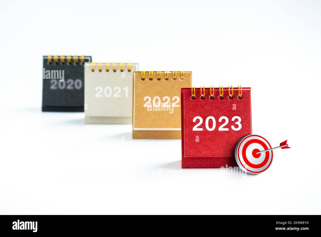 2023 New year number with 3d target icon on desk calendar cover ...