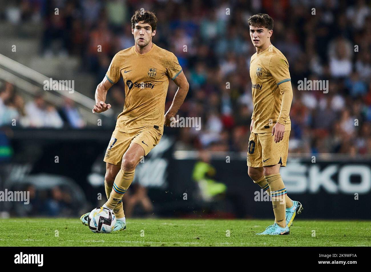 Marcos Alonso (FC Barcelona, #17) and Pablo Martin Gavi (FC Barcelona ...