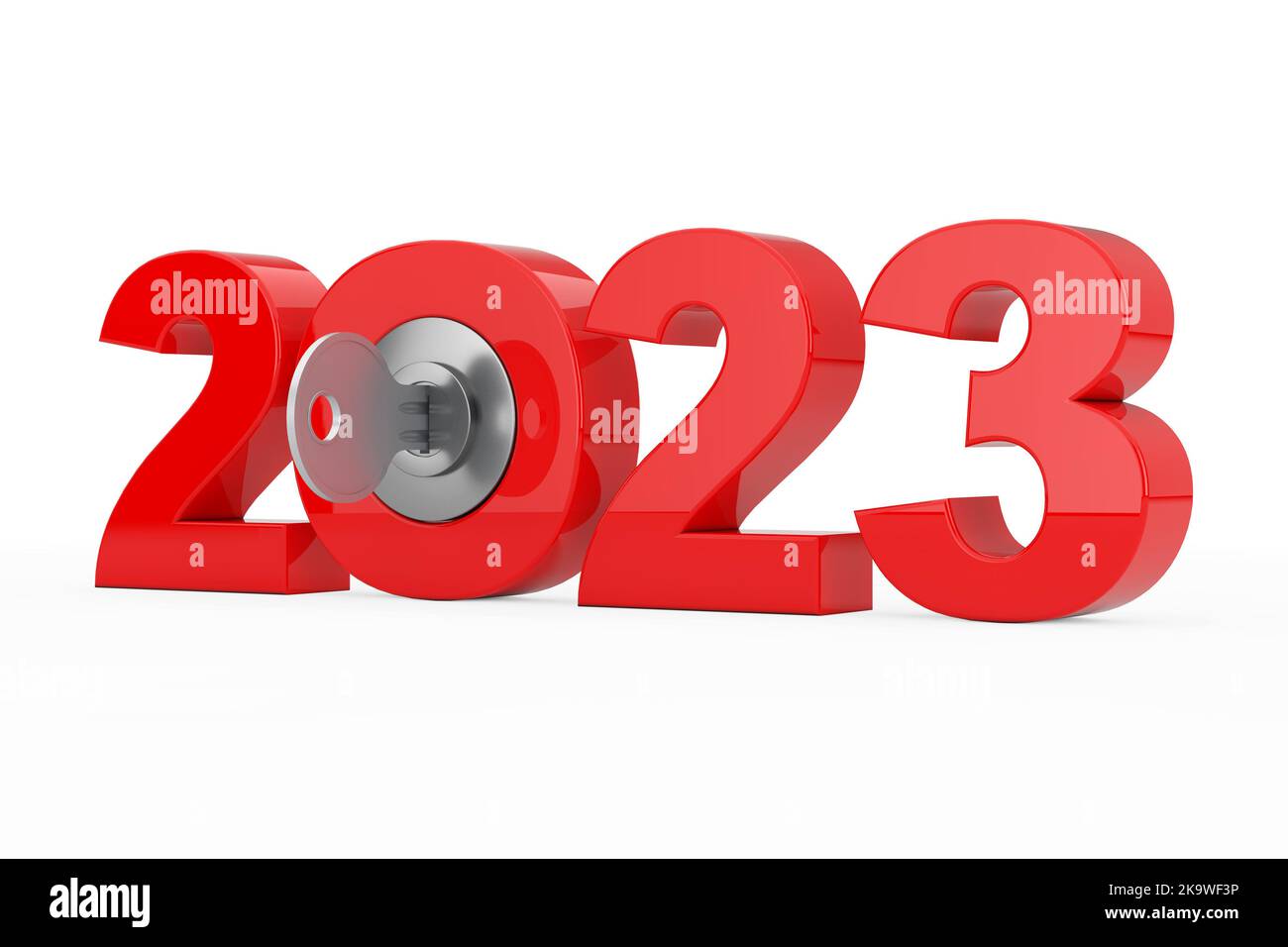 New 2023 Year Sign with Key on a white background. 3d Rendering Stock ...