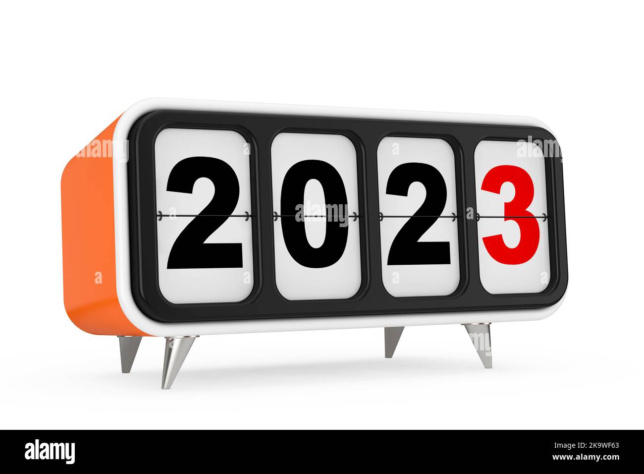 Retro Flip Clock with 2023 New year Sign on a white background. 3d Rendering Stock Photo - Alamy