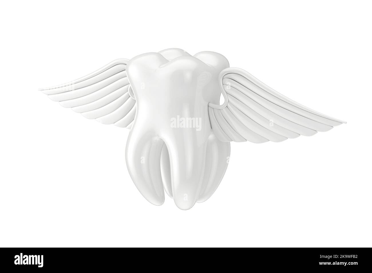 Tooth with Angel Wings on a white background. 3d Rendering Stock Photo ...