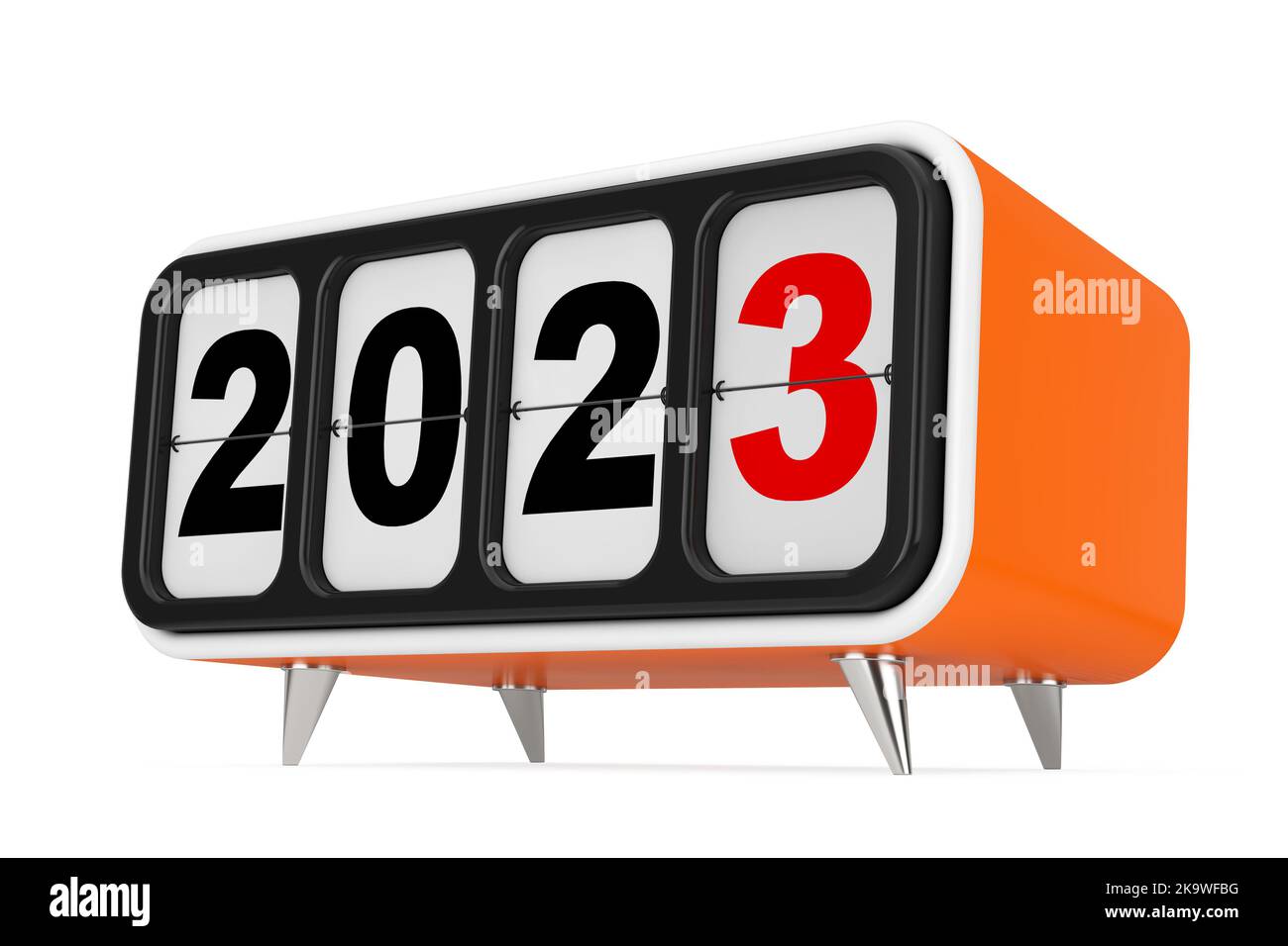 Retro Flip Clock with 2023 New year Sign on a white background. 3d Rendering Stock Photo - Alamy
