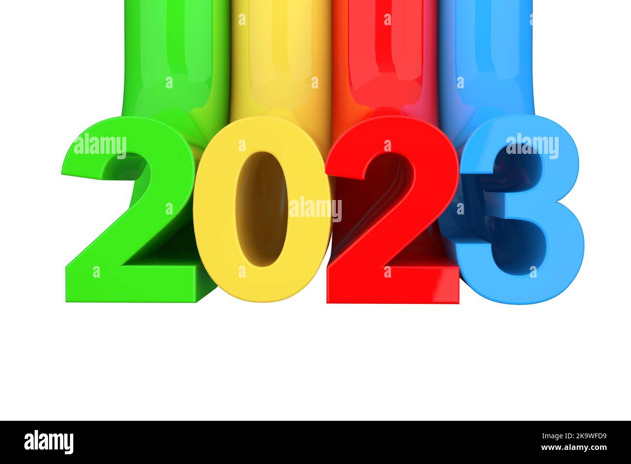 Abstract New 2023 Year Sign on a white background. 3d Rendering Stock ...