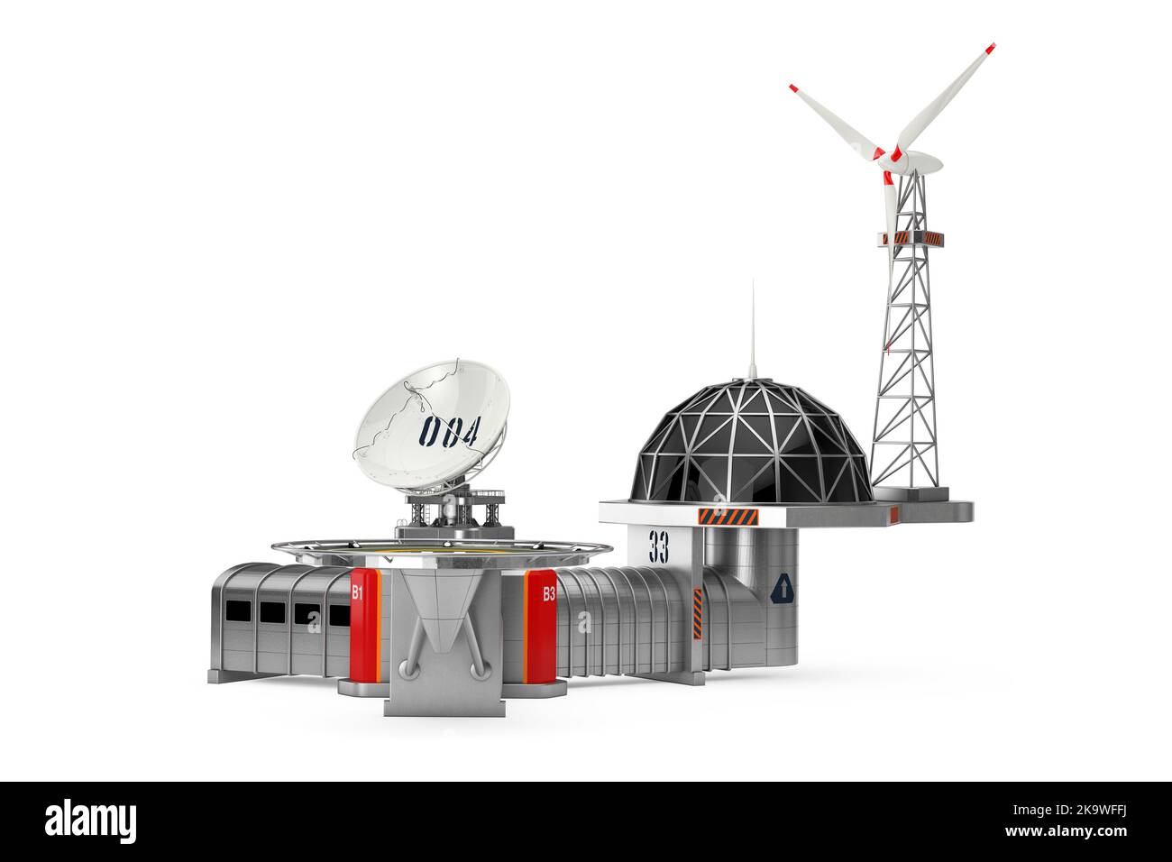 Modern Remote Antarctic Research Polar Station on a white background ...