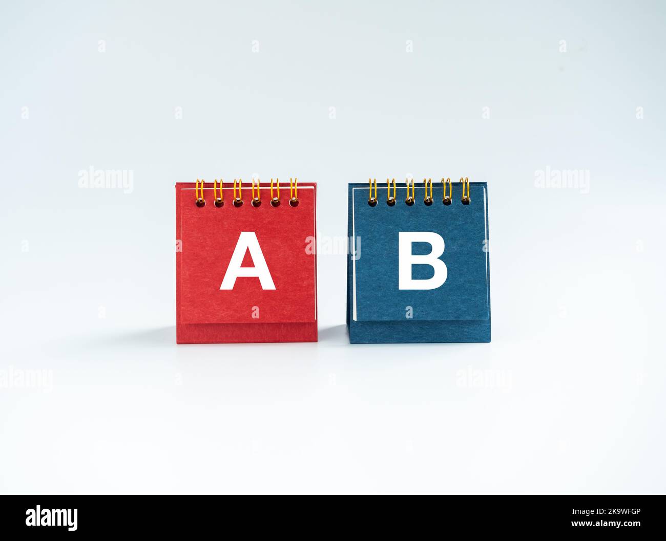 Planning choice concept. A and B text on red and blue color of standing ...