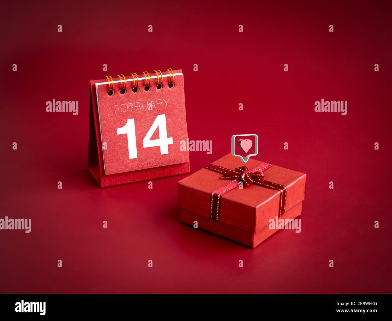 3d love like heart icons floating on small red present gift box with ...