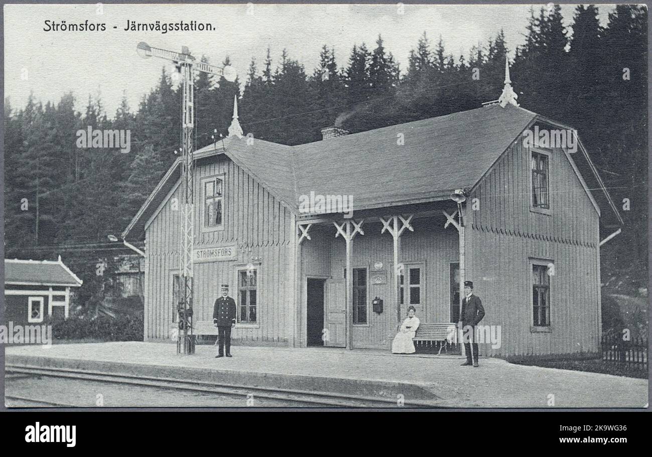 Strömsfors Railway Station with station manager Gustaf Johansson, his ...