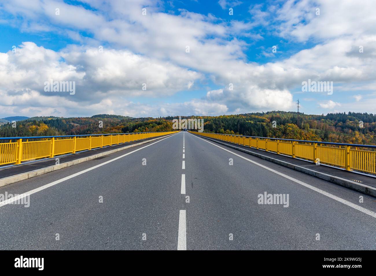 Zdakov Bridge is a steel arch bridge that spans the Vltava river ...