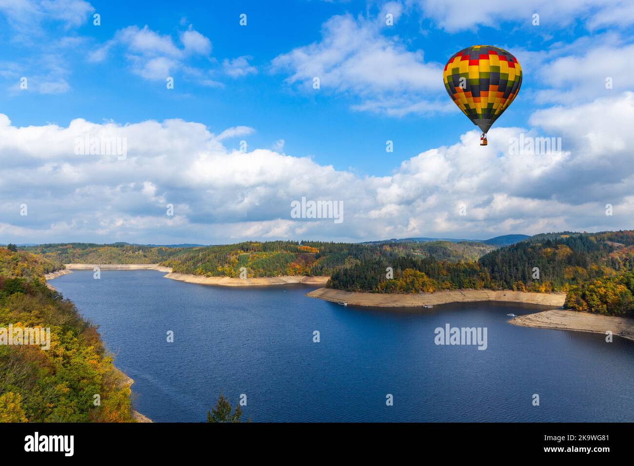 Drone fly above autumn river hi-res stock photography and images - Alamy