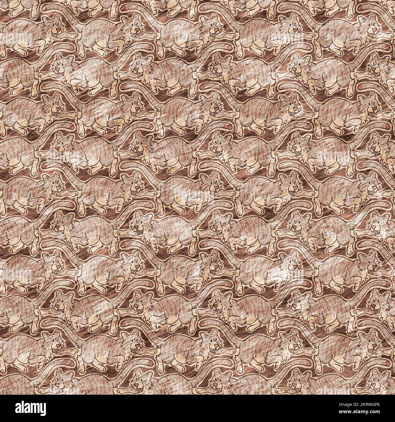 Cute safari wild tiger animal pattern for babies room decor. Seamless ...