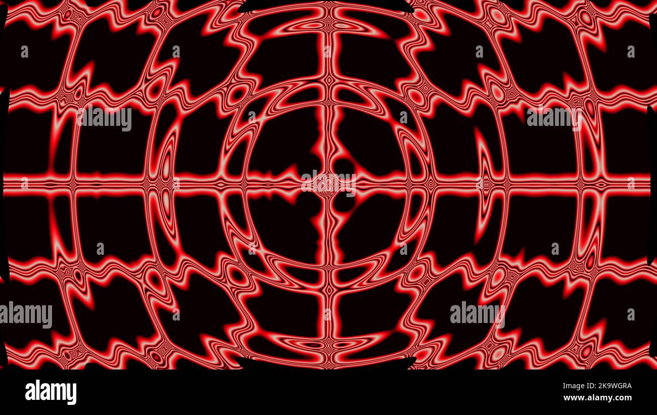 red circular swirling line waves enlarging to right and left sides on ...