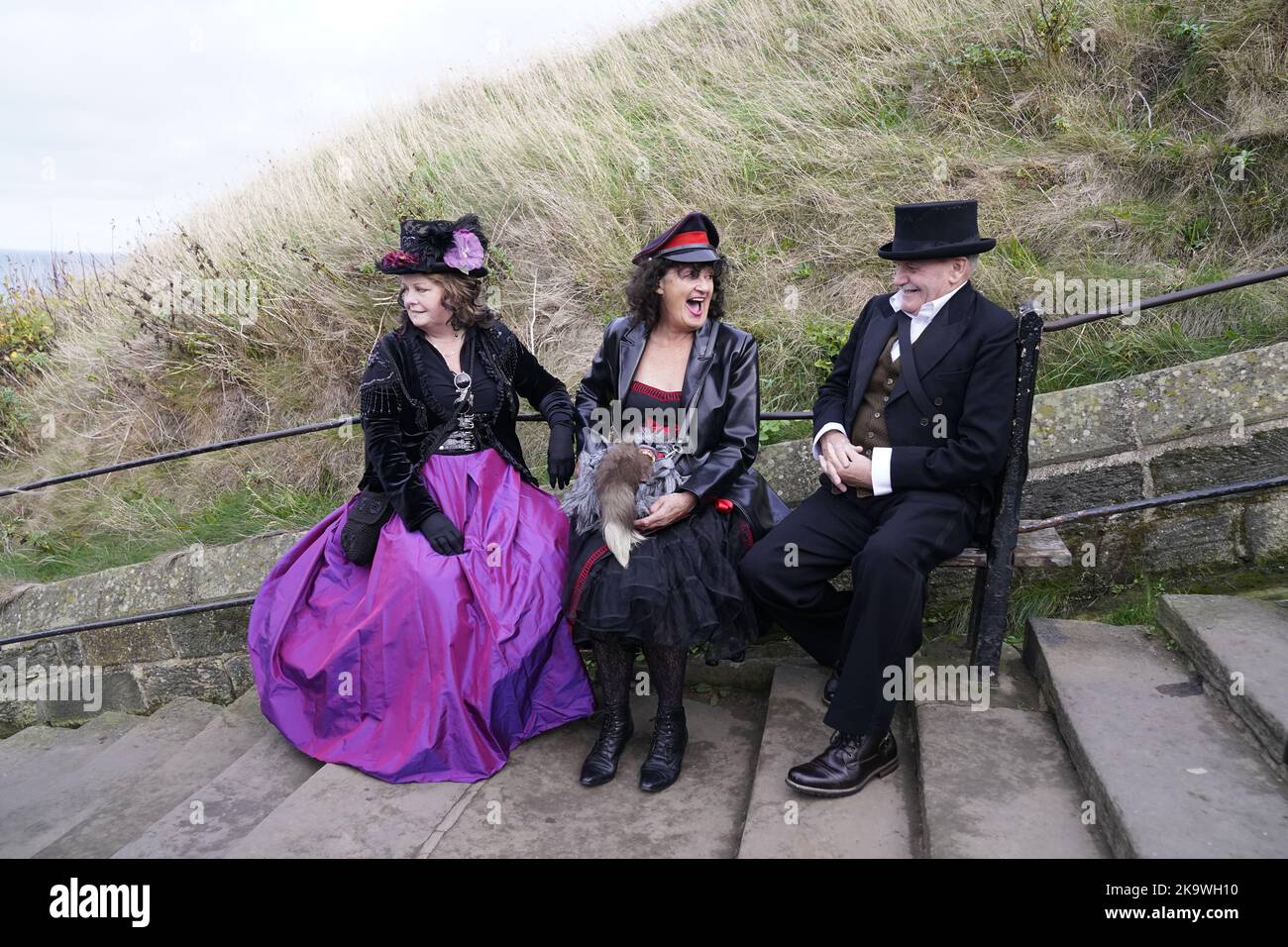People attend the Whitby Goth Weekend in Whitby, Yorkshire, as hundreds ...