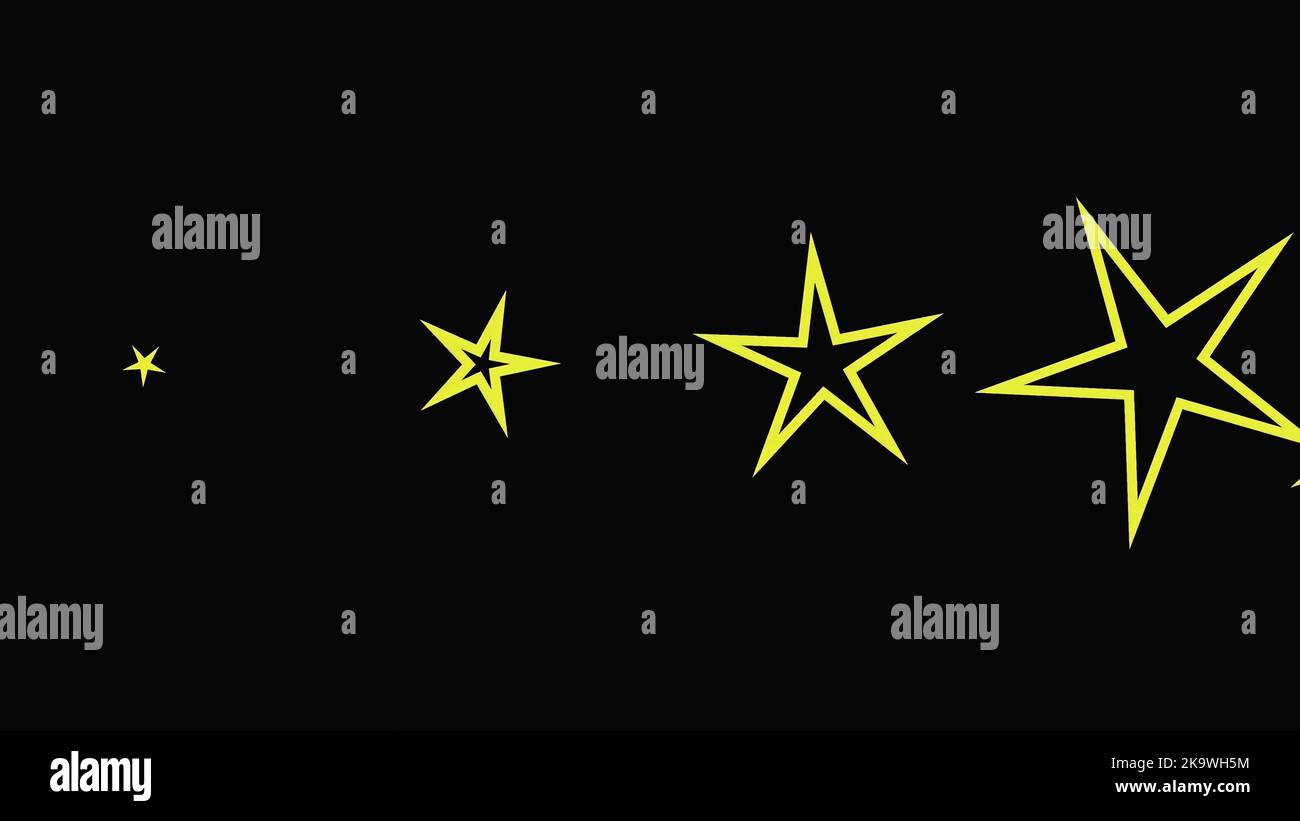 some empty yellow stars from small to big on dark background with 3D ...