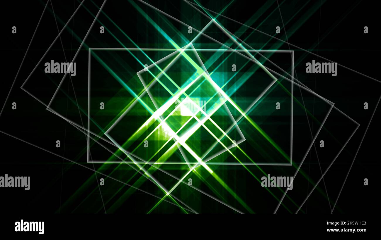 rectangle green shapes intertwining each other on creative abstract ...