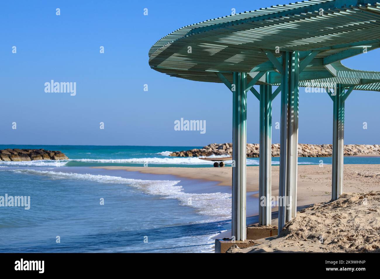 View of beautiful shed at sea resort Stock Photo - Alamy