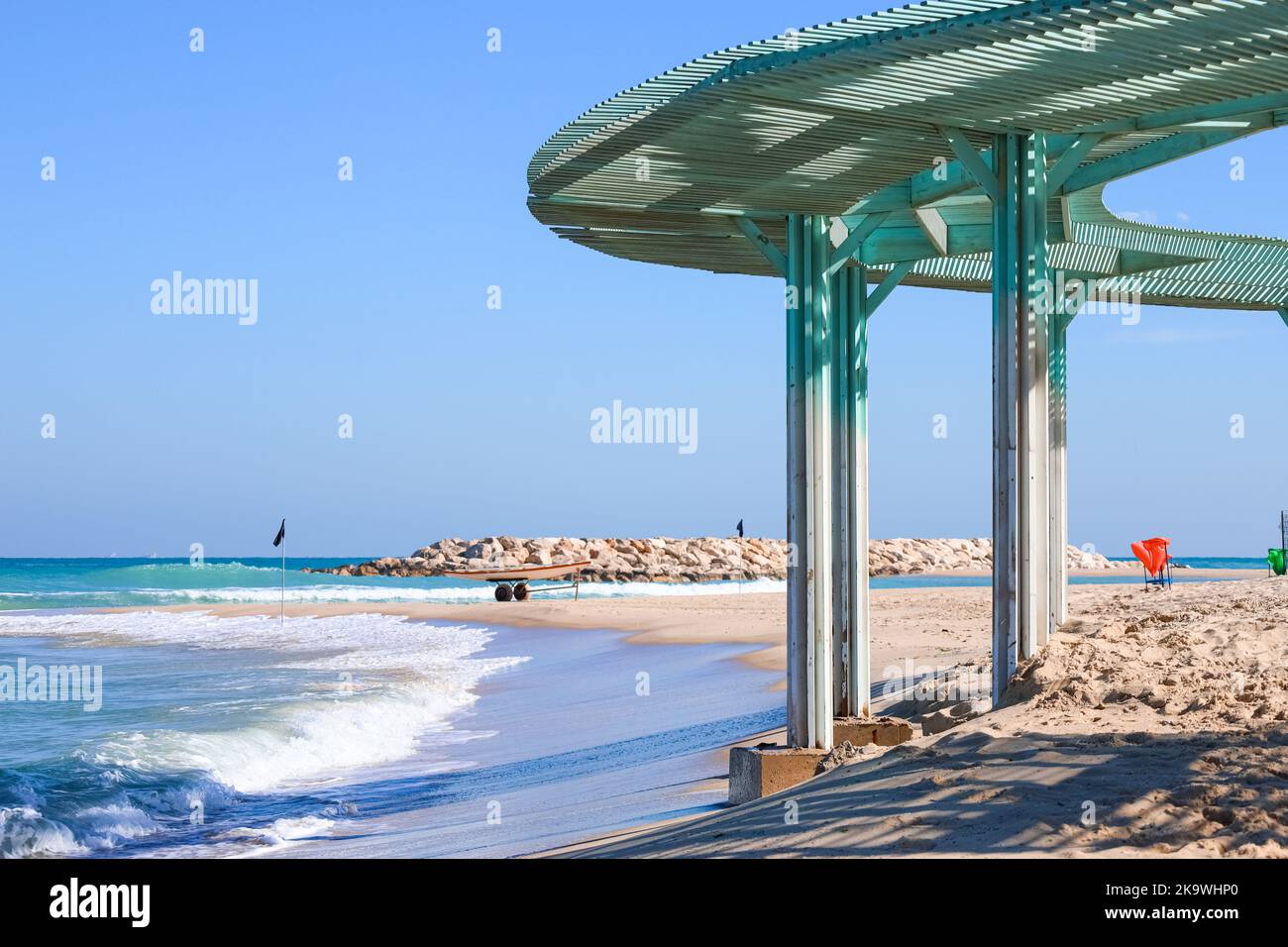 View of beautiful shed at sea resort Stock Photo - Alamy