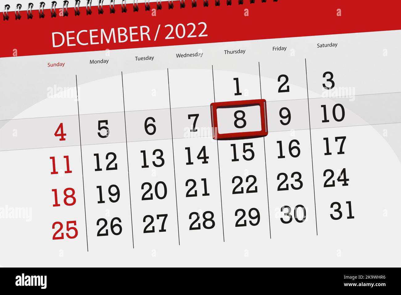 Calendar 2022, deadline, day, month, page, organizer, date, december ...