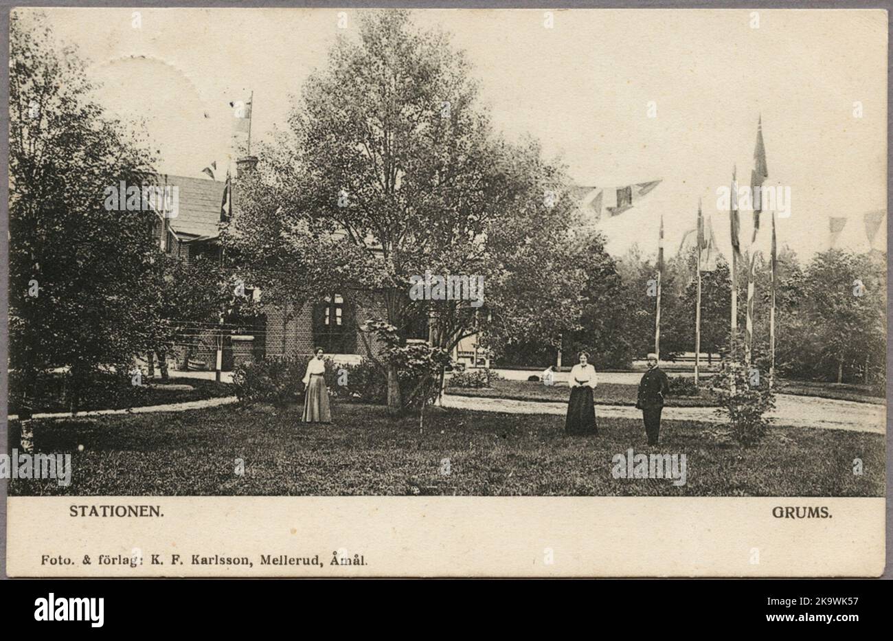 Personnel in garden at Grum station Stock Photo - Alamy