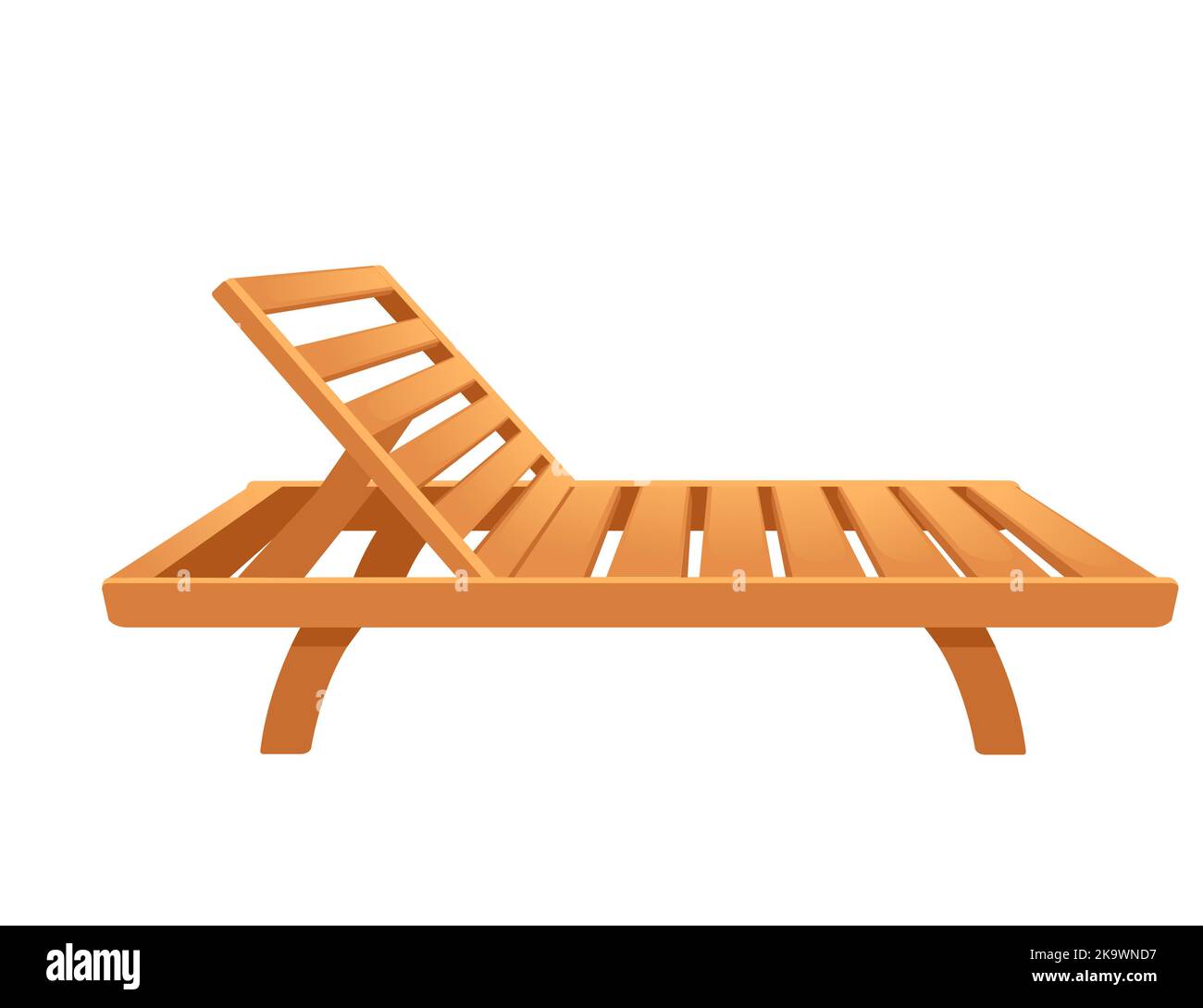 Beach wooden lounger summer sunbed vector illustration isolated on ...