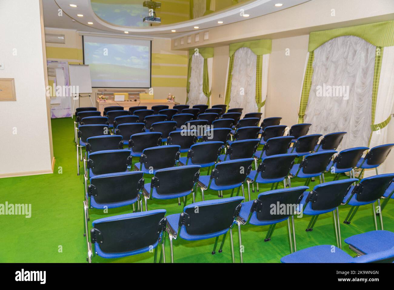 Meeting zone in the office in a loft style with white brick walls and ...