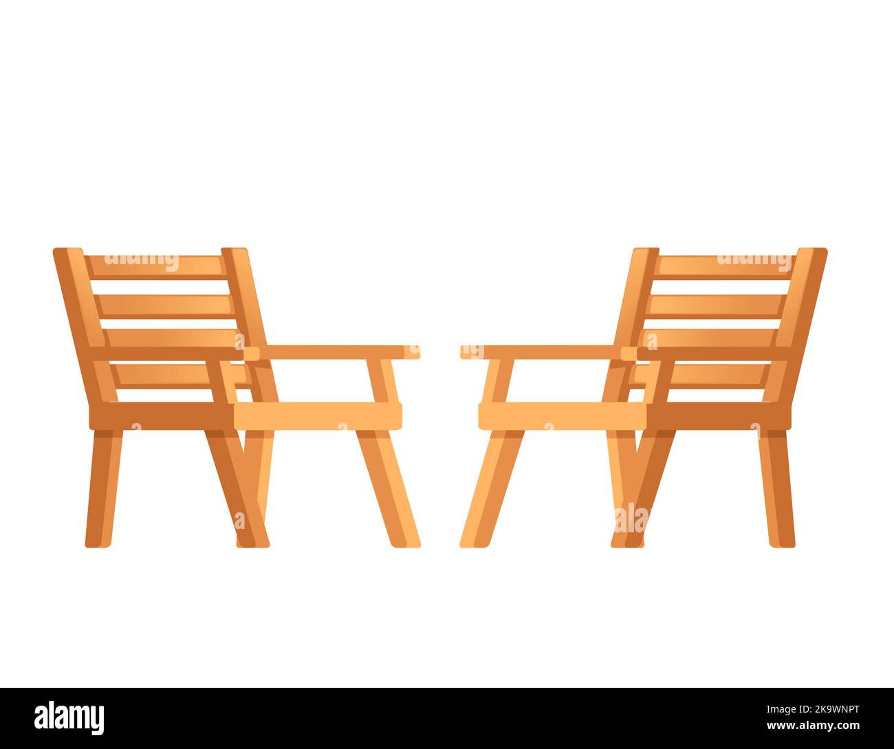 Garden outdoor wooden chair vector illustration isolated on white ...