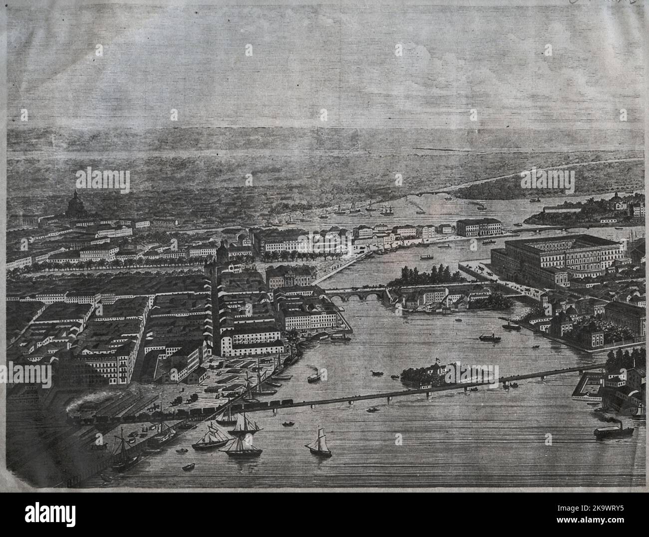 Round painting of Stockholm. Color lithography by Alexander Nay after ...