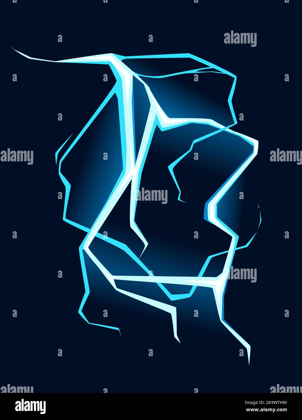 Blue lightning hit effect cartoon style design vector illustration on ...