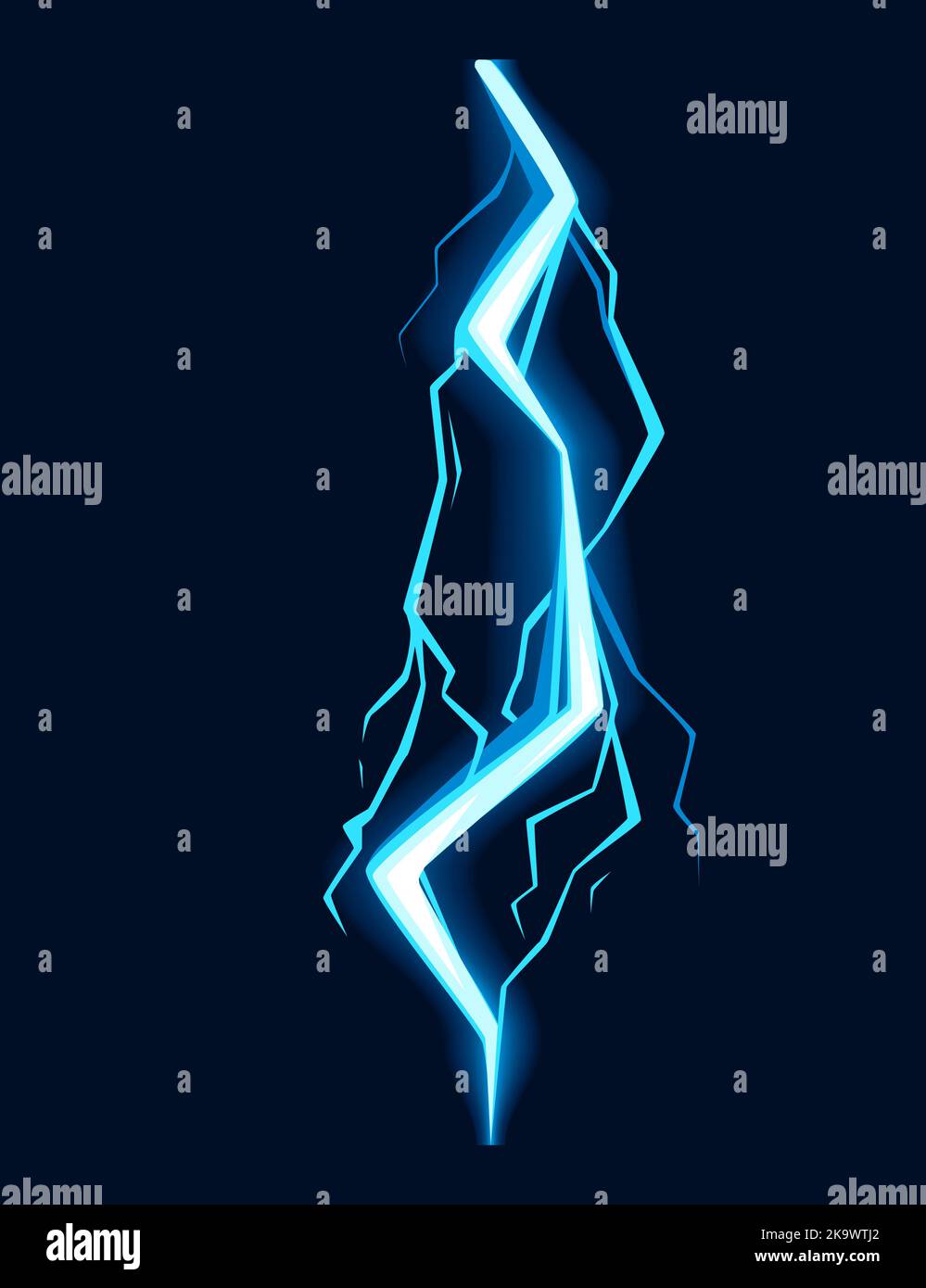 Blue lightning hit effect cartoon style design vector illustration on ...