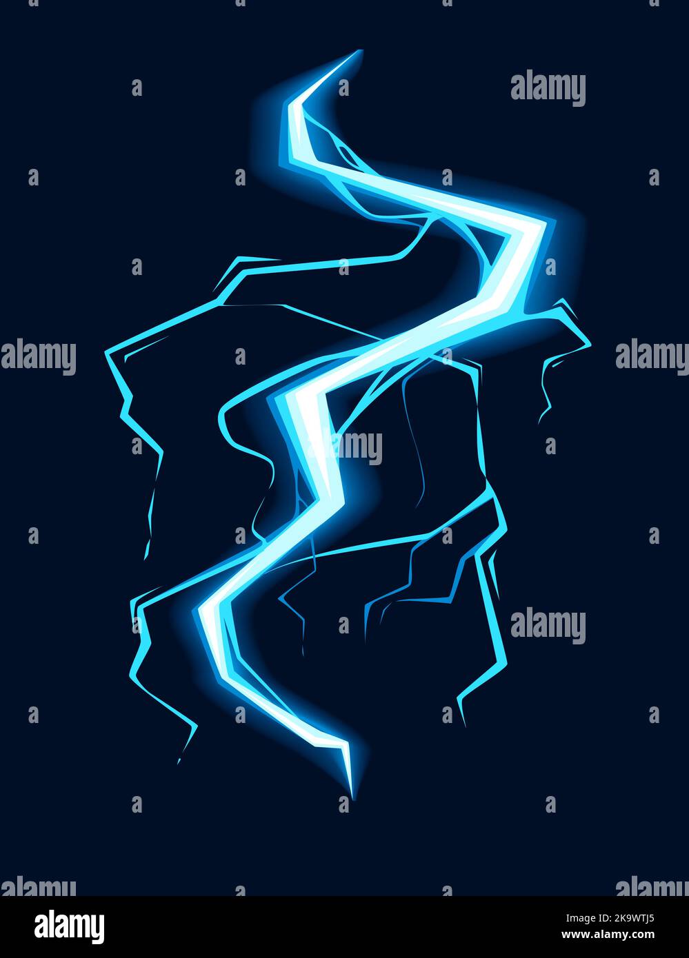 Blue lightning hit effect cartoon style design vector illustration on ...