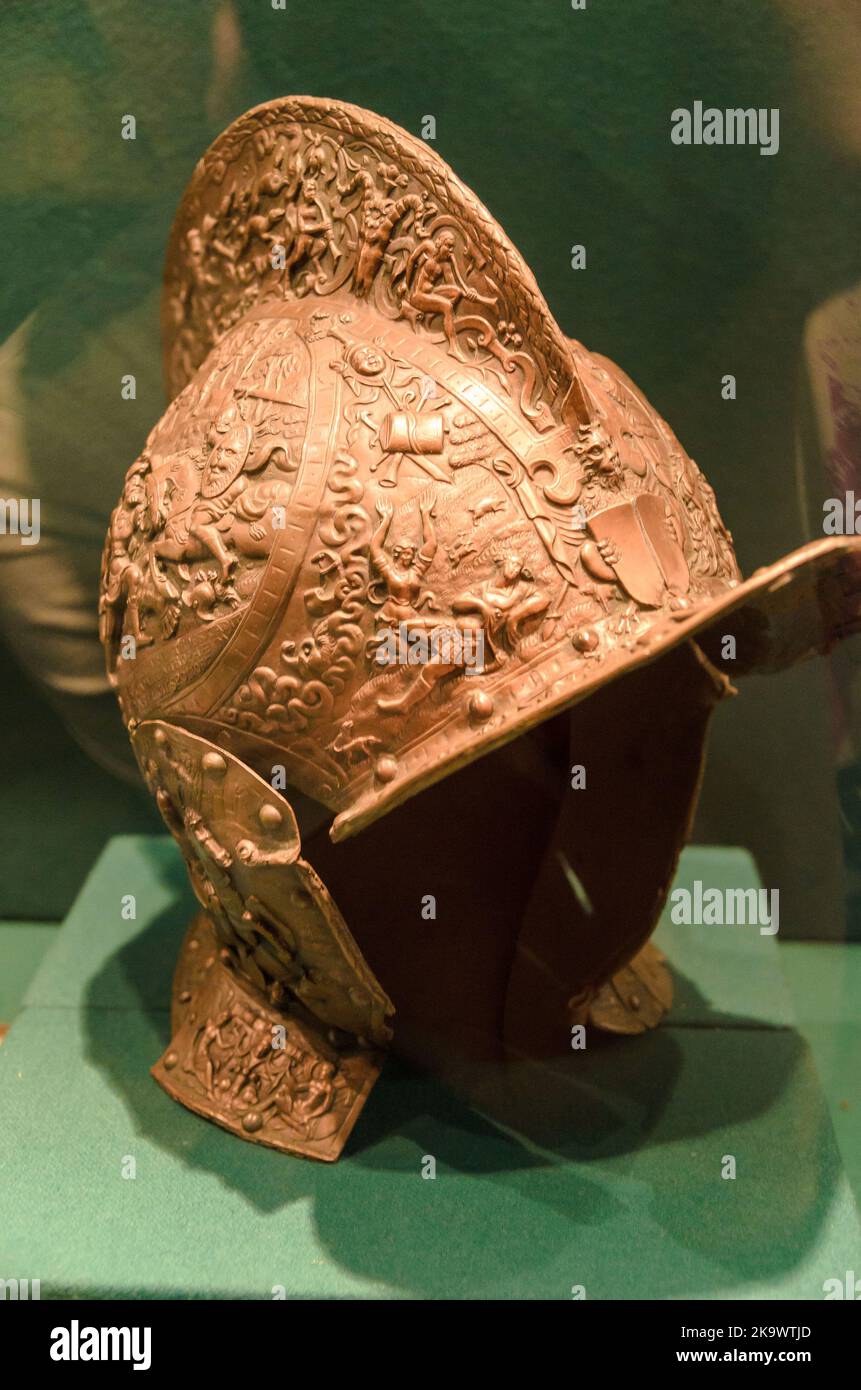 Noble warrior. Portrait of one medeival warrior or knight in armor and ...