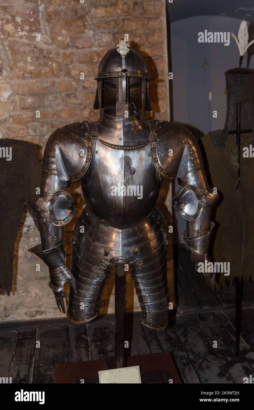 Noble warrior. Portrait of one medeival warrior or knight in armor and ...