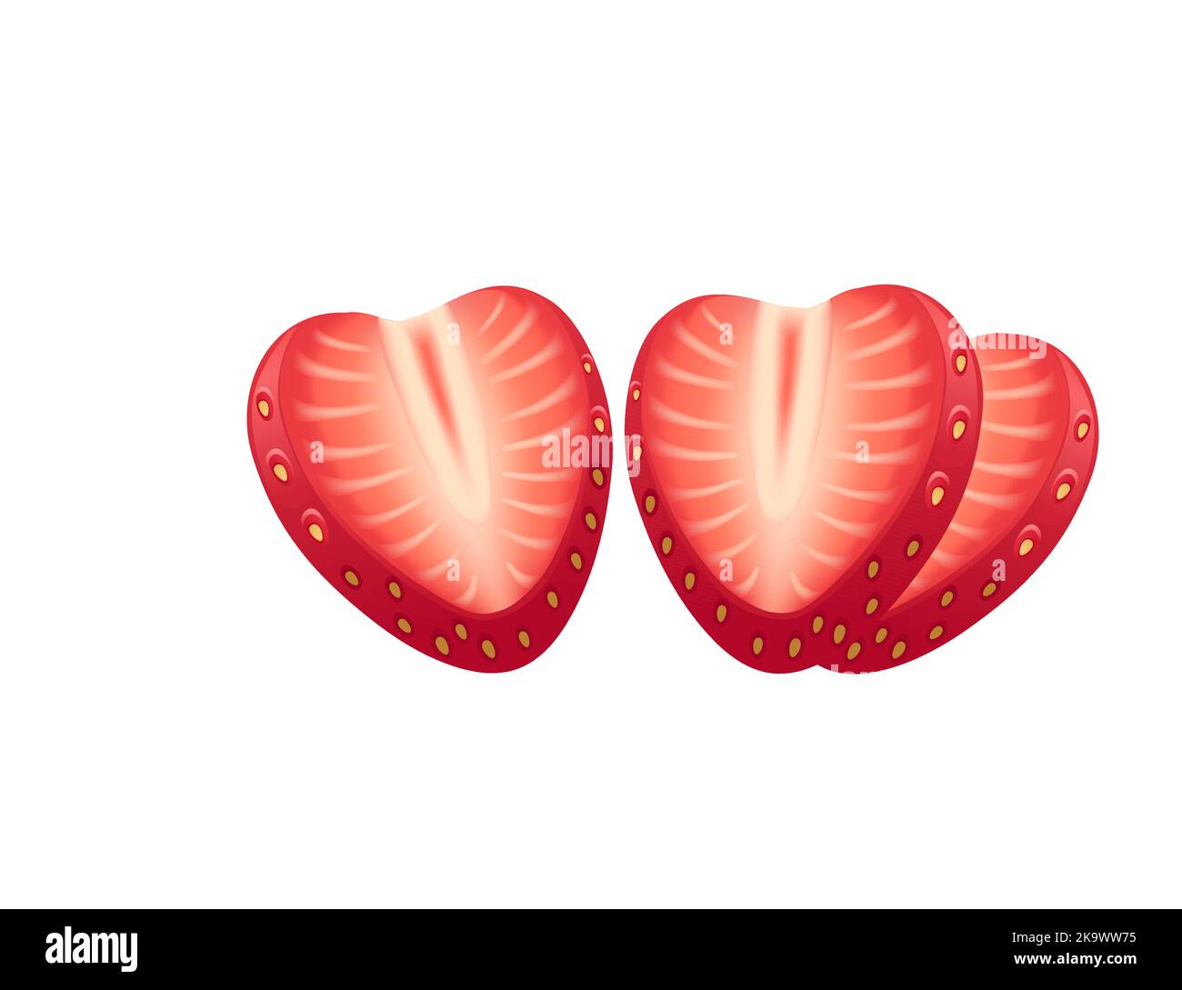 Red natural fresh slice of strawberry sweet tasty berry vector ...