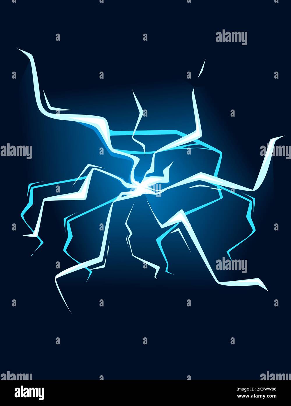 Blue lightning hit effect cartoon style design vector illustration on ...