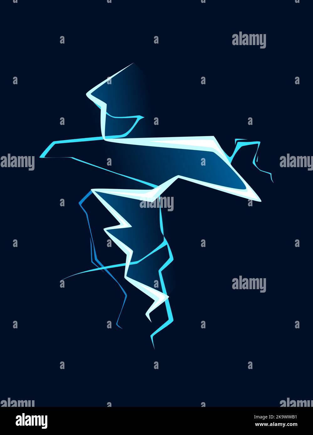 Blue lightning hit effect cartoon style design vector illustration on ...