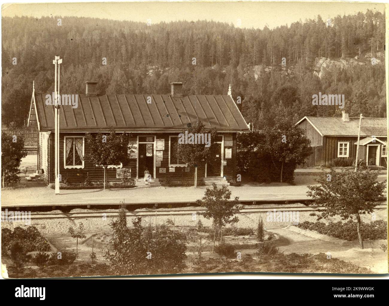 Station built in 1873. Stationshuset, two floors in wood, newly built ...