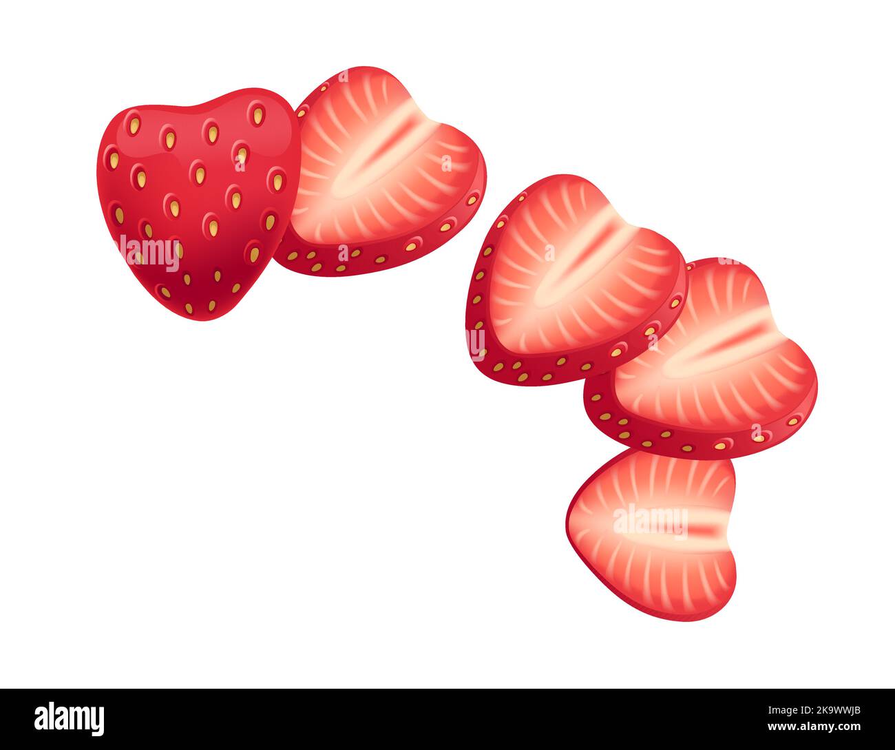 Red natural fresh slice of strawberry sweet tasty berry vector ...