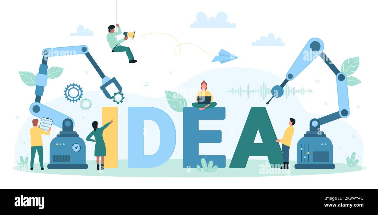 Automation of industry, creative startup technology vector illustration ...