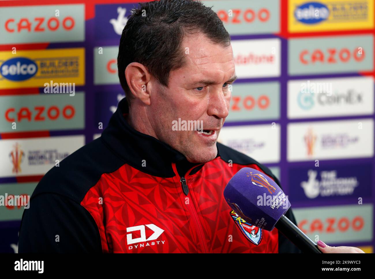 Tonga head coach Kristian Woolf interviewed ahead of the Rugby League ...