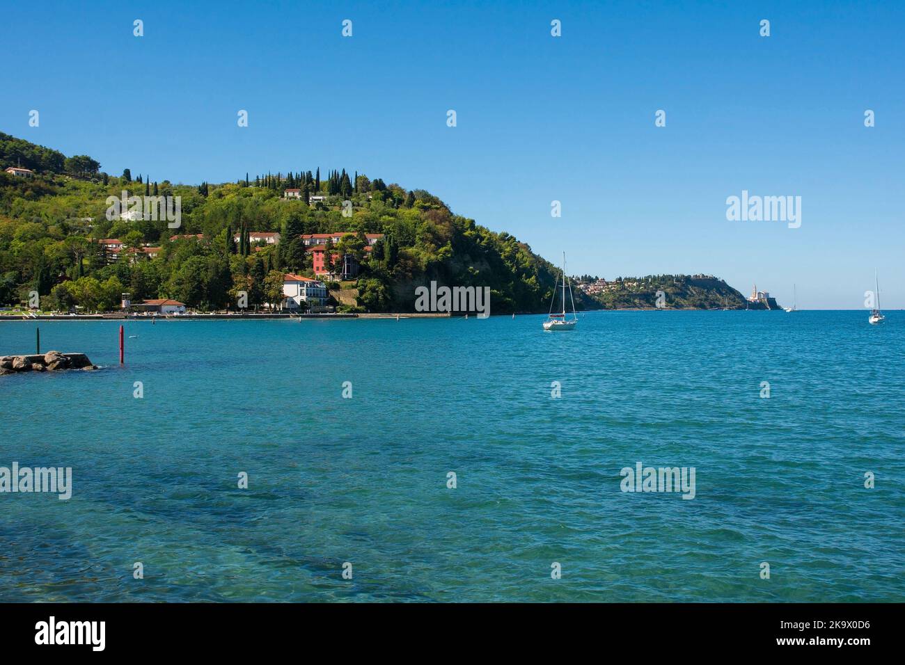 Strunjan protected marine park on the coast of Slovenia in the Gulf of ...