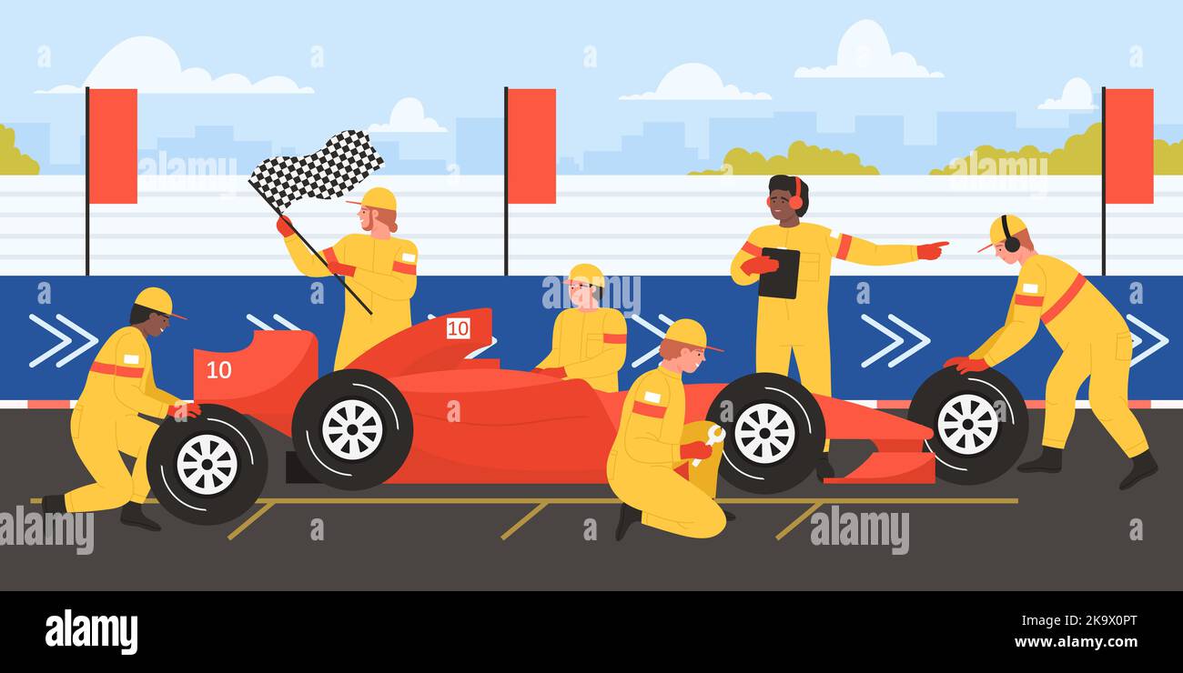 Pit Crew Cartoon