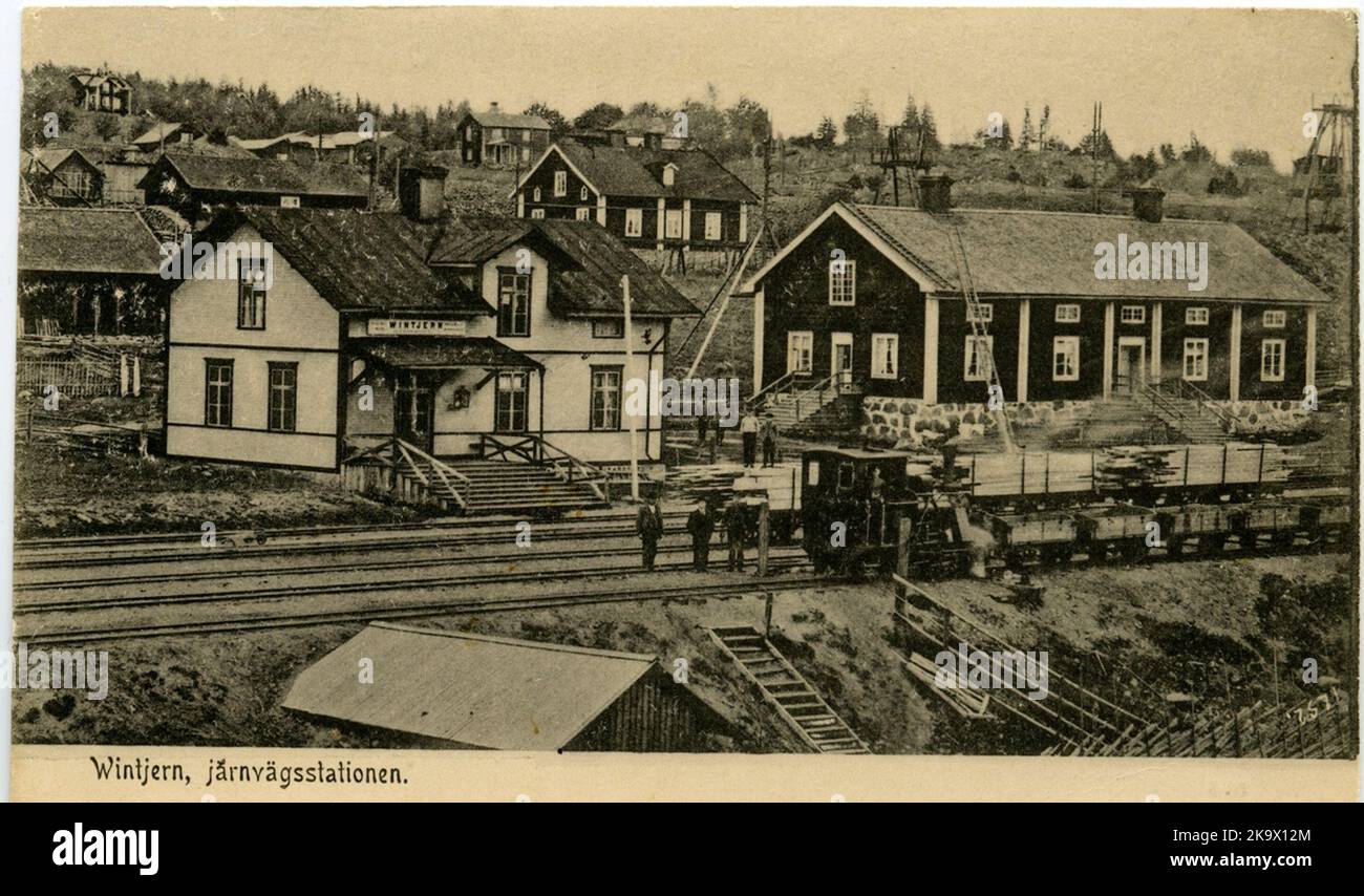 Vintjärn Railway Station, about 1900.The locomotive is Ågbanans Lok 2 ...
