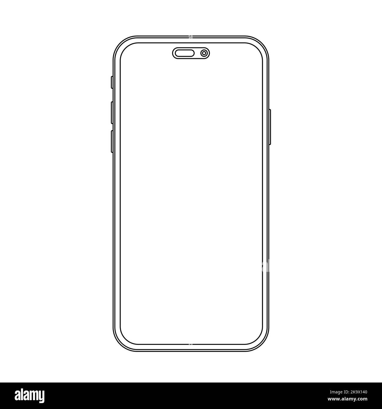 Outline line phone mockup for any project vector illustration. New ...