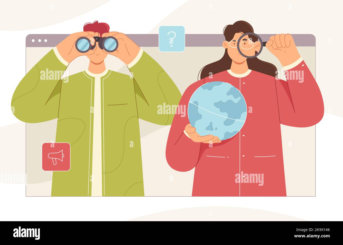 Future opportunity search, curiosity and vision vector illustration ...