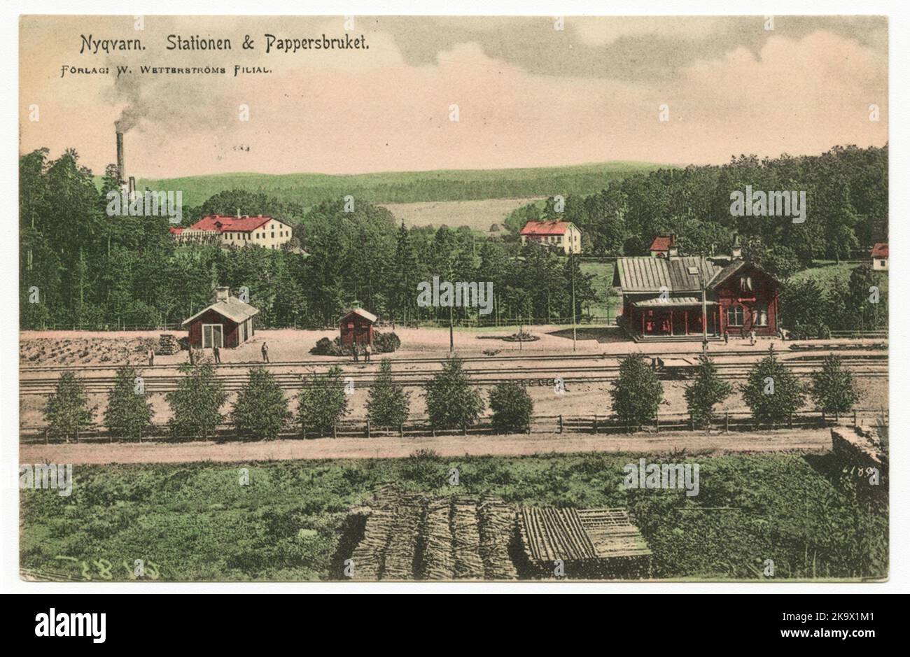 Picture of Nykvarn station and paper mill Stock Photo - Alamy